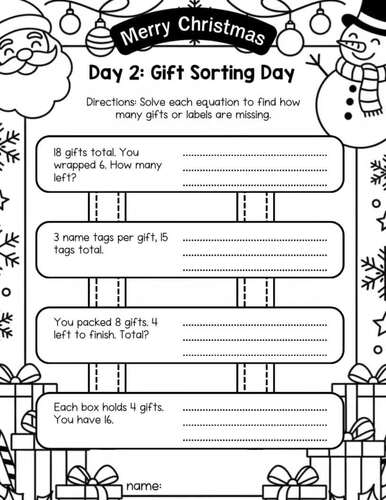 Christmas Countdown: 10 Real Life One-Step Equation Missions | Math Fun!