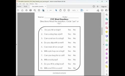 Decodable Text Comprehension Questions CVC Blends Silent e Slides ...