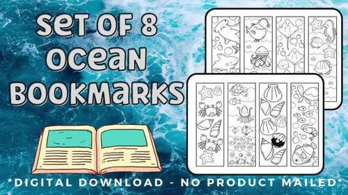 Sea Life Animal Bookmarks to Color by Spirit Owl Teaches | TPT