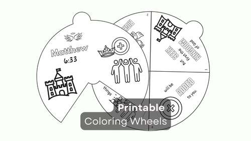 Matthew 6:33 Coloring Wheel, Printable Sunday School Craft, Scripture ...
