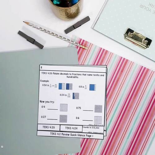 Place Value Math Flip Book Review TEKS 4.2 4th Grade Print Digital