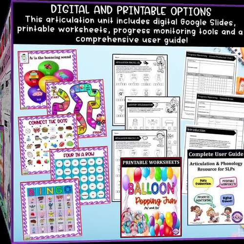Articulation Speech Therapy Activities B and P Digital and PRINTABLE ...
