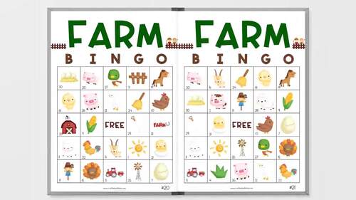 50 Farm Bingo Cards by Crafted with Bliss by Teacher Pia | TPT