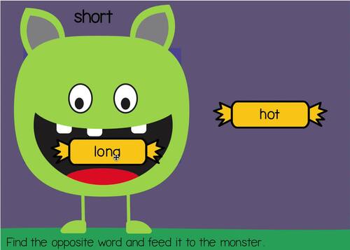 Feed the Monster Antonyms | Boom Cards | Speech Therapy | ELA | Vocabulary