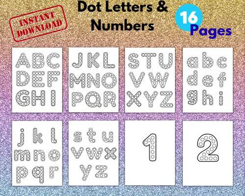 Alphabet Numbers Dot Marker Activity Pack A–Z Upper Lowercase Numbers ...