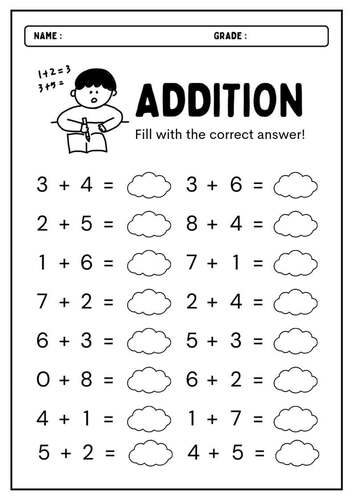 Single Digit Addition & Subtraction 1st - 2nd Grade Math Practice ...
