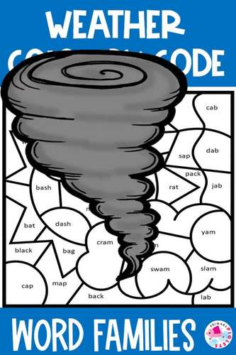 Weather Color by Code Word Families Reading Phonics Coloring Pages ...