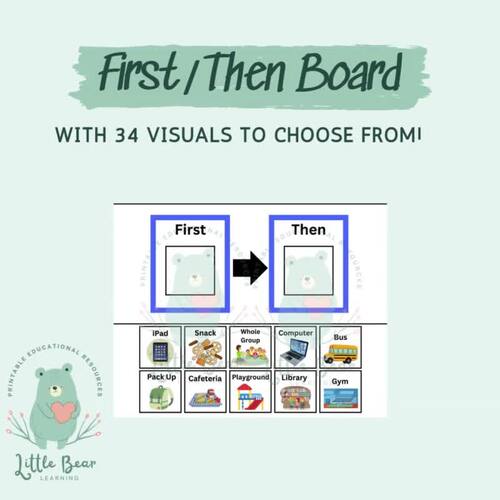First/Then Board & Visual Cards by Little Bear Learning Printables