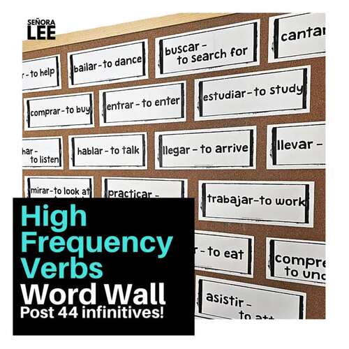Spanish Verbs Word Wall Spanish High Frequency Verbs Posters Bulletin Board