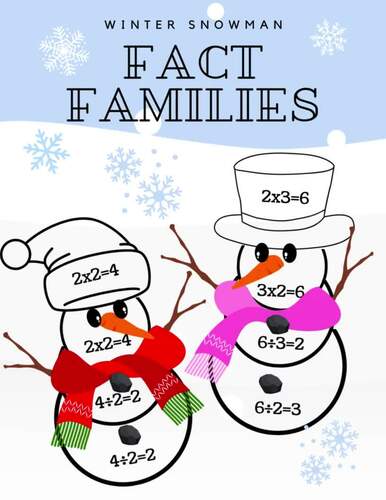 Snowman Fact Family Multiply Divide Match Craft Winter Christmas ...
