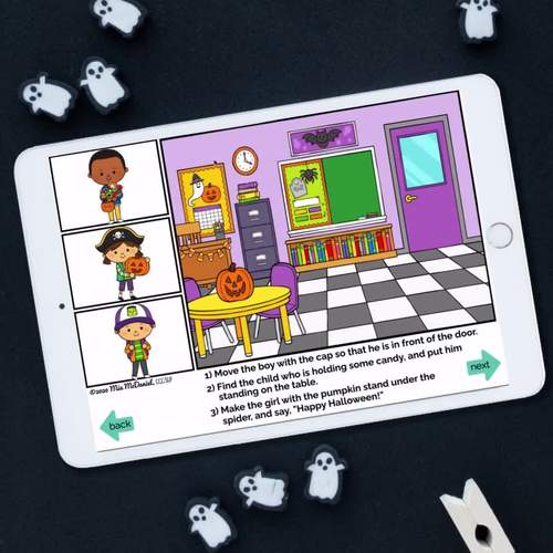 Halloween Listen and Follow Directions with AUDIO | Boom Cards™