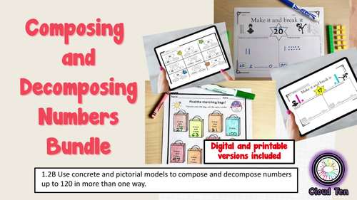 Composing and Decomposing Numbers Bundle by Cloud Ten | TPT