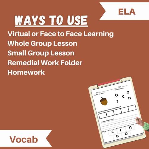 Fall Vocabulary Spelling Sight Word Life Skill Worksheets PLUS Task Cards