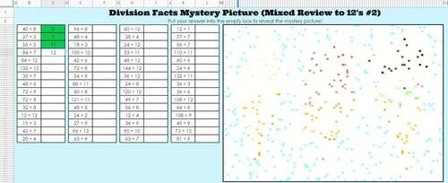 Summer Digital Mystery Picture for Division Facts to 12's | Math Fact ...