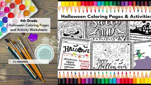 6th Grade Halloween Coloring Pages and Activities Pack for Sixth Graders