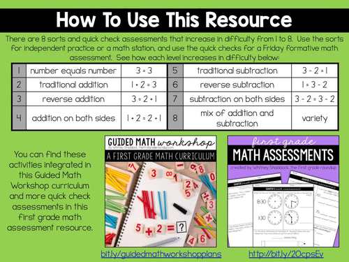 True False Equation Sorts and Assessments for First Grade | TPT