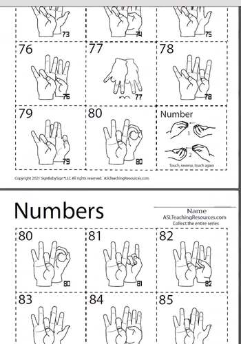 ASL Numbers Flashcards Set 80 - 90 (Sign Language) by ASL Teaching ...