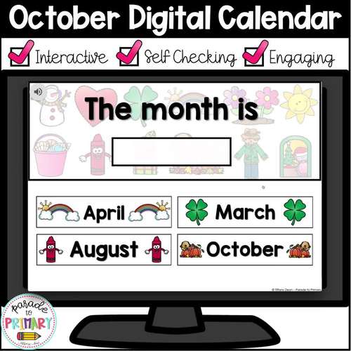 October Calendar & Questions - DIGITAL & PRINTABLE - Distance Learning ...