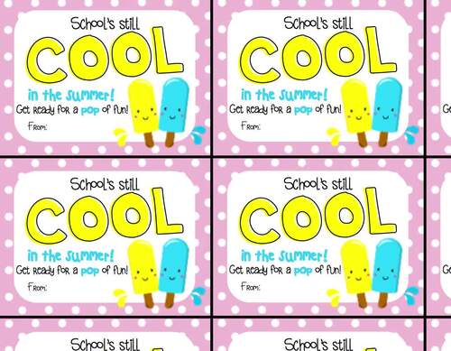 Popsicle Summer School Gift Tag- School's still cool in the summer! Get ...