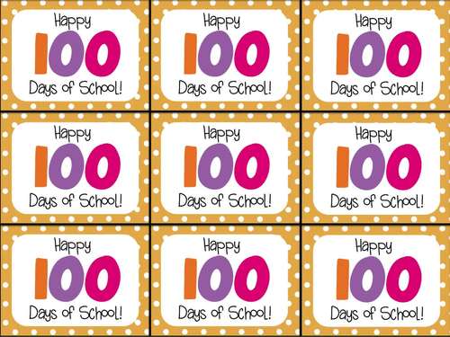 Cute Printable Happy 100 Days of School Gift Tag for Hundredth Day of ...