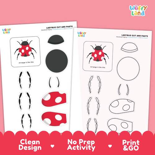 Ladybug Craft Cut and Paste & Coloring Pages | Bug Insect Spring Activity