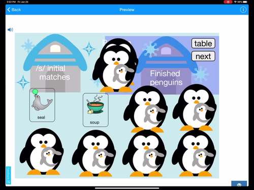 Penguin Place Match Articulation /s/, /z/, /l/, /r/ Boom Cards Distance ...