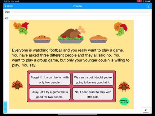 Conversation Questions & Comments: Thanksgiving Ed. Boom Cards Distance ...