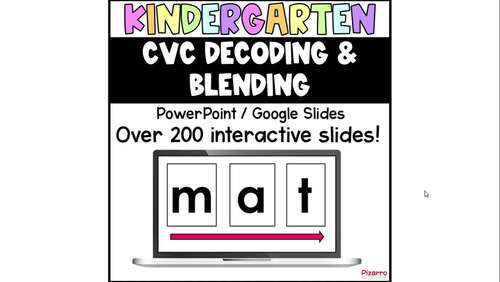 CVC Word Slides Kindergarten | Decoding and Blending Slides ...