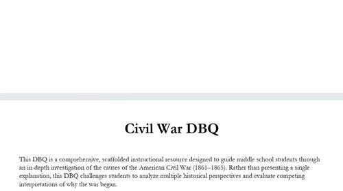 No Prep Middle School Civil War DBQ by PBL History & Civics | TPT