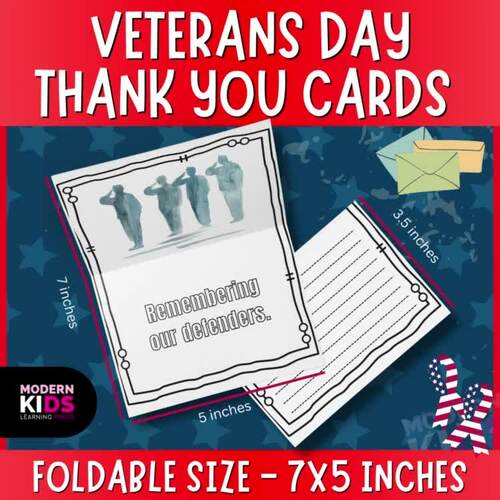 Veterans Day Thank You Cards - Foldable by ModernKids LearningPress