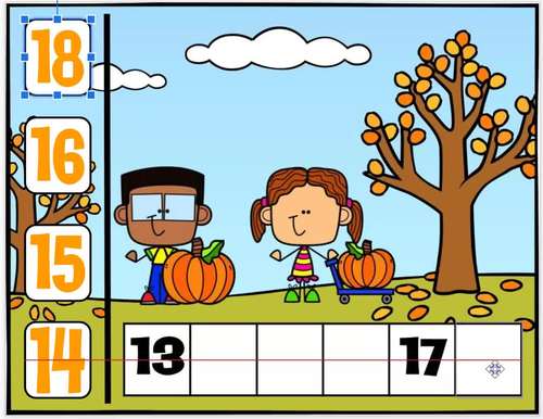 Fall Number Sequence 0-120 for Google Slides and Distance Learning