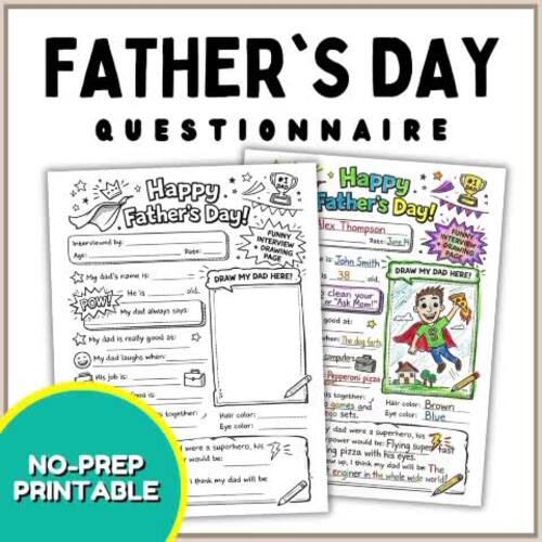 Father's Day Questionaire, All About Dad Fathers Day Craft & Writing ...