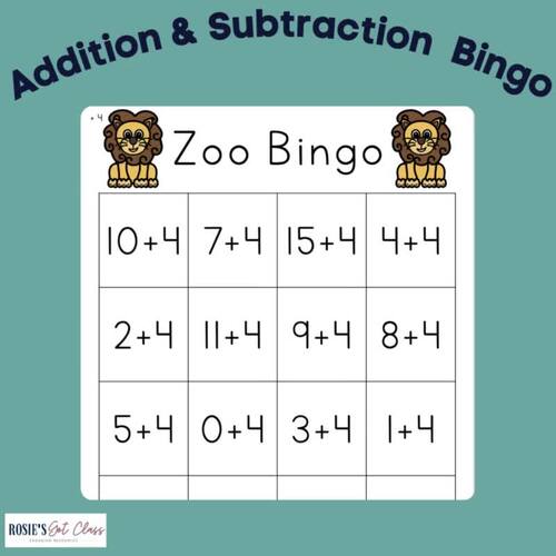 Addition and Subtraction within 20 Bingo to Build Fact Fluency in Math ...