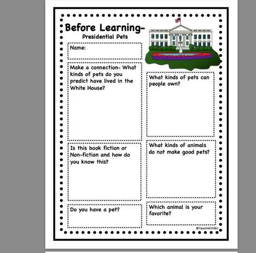 Pets of the White House Presidents Day Book Activity Pack by Books with Bri