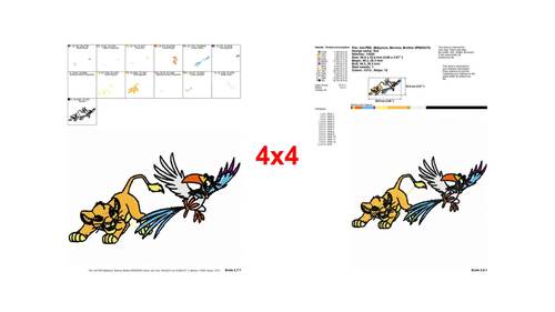 Playful Young Simba and Zazu Lion King Cartoon Embroidery Designs ...