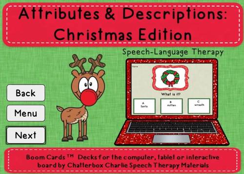 Attributes and Descriptions Christmas Edition Boom Cards Deck Speech ...