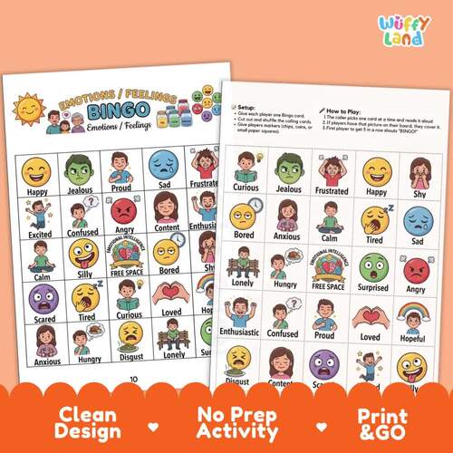 Emotions and Feelings BINGO Game | SEL Social Emotional Learning Activity