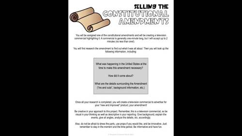 Constitution Amendments Commercial | Research, Hands-On Project | TpT