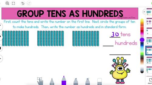 Group Place Value Models of Numbers to 1000 for Google Slides™ and Seesaw™