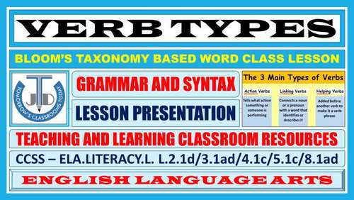 VERB TYPES: READY TO USE LESSON PRESENTATION by JOHN DSOUZA | TPT