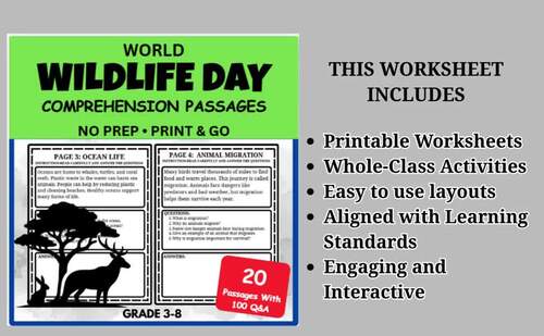 World Wildlife Day Comprehension Passages – Classroom Resource for ...