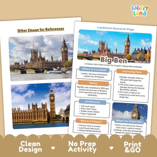 Big Ben Research Project | London History & UK Landmark Worksheets by ...