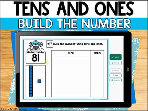 Winter Tens and Ones Place Value Chart Boom Cards Base 10 Blocks Math ...