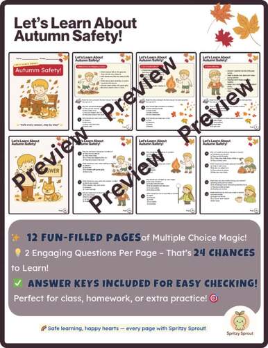 Let’s Learn About Autumm Safety! – Reading Comprehension Worksheets