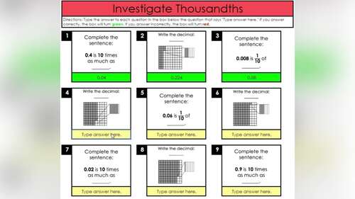 Investigate Thousandths Printable and Digital Activities 5.NBT.1