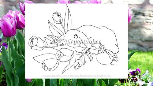 Springtime Bunny and Tulips: Adorable Coloring Page For Spring And Easter