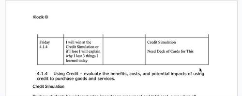Credit Simulation Activity High School Personal Finance & Economics