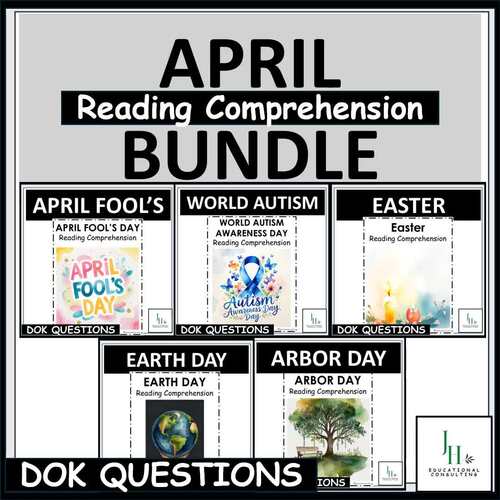 April Reading Comprehension Activities | DOK | Middle School by JH ...