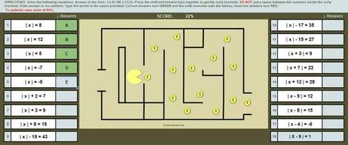 Absolute Value Equations Coin Collector Edition by Abaco Education Zone
