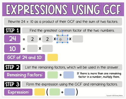 Expressions Using GCF Digital Math Practice Google Slides by Raising ...